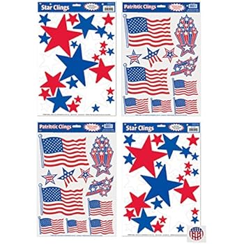 Amazon.com: Patriotic USA Window Clings Set - 50 Pieces Total: Home ...