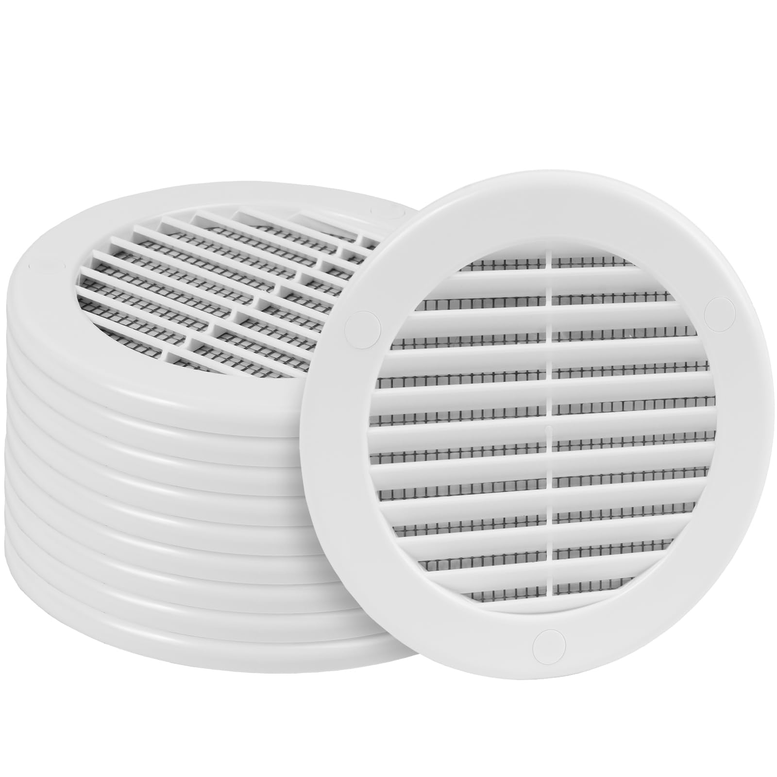 HVAC OV 10-Pack 4" Round Air Vent Cover – White Plastic Soffit Air Vent ...