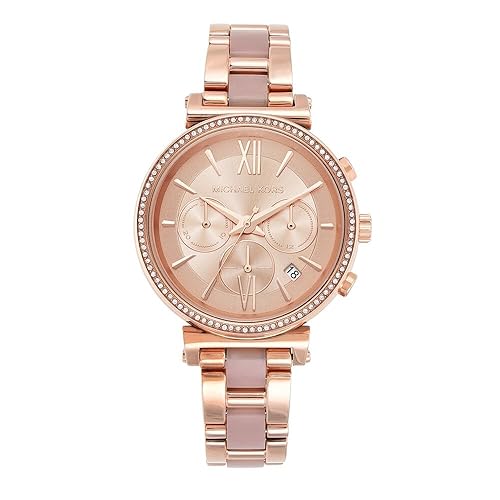 Michael Kors Sofie Chronograph Rose Gold-Tone Stainless Steel Women's ...