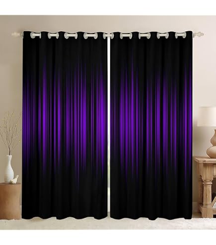 Cortinas Moradas Y Negras Cortina Opacante Ojales Efecto Aterciopelado