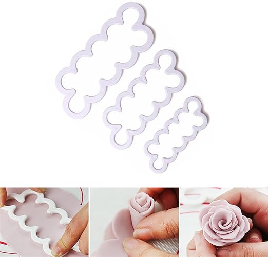 3Pcs 3D Rose Petal Cutter Cake Decorating Flower Fondant Mould: Amazon ...