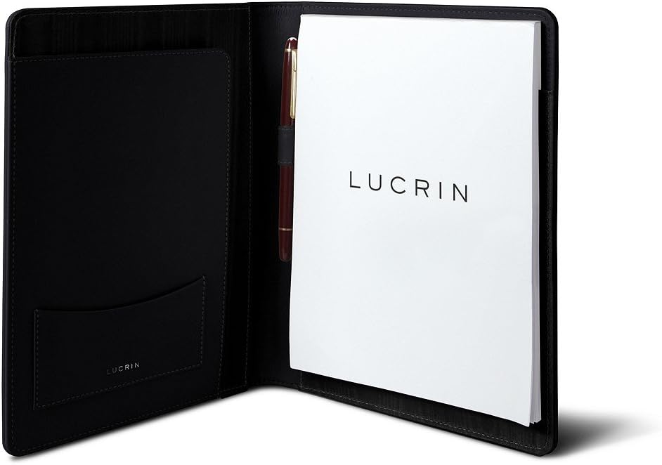 Lucrin – A5 Document Wallet – Black – Genuine Leather – BigaMart