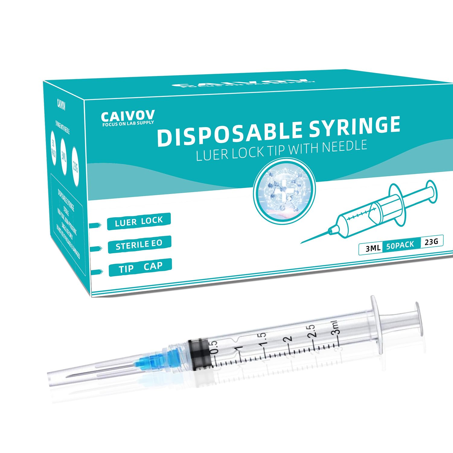 100 Pack 3ml Syringe with Needle, Disposable Syringes with Needle 23G ...