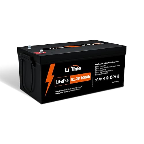 Litime 51.2V 100Ah LiFePO4 Lithium Battery Group 8D Built-in 100A BMS ...