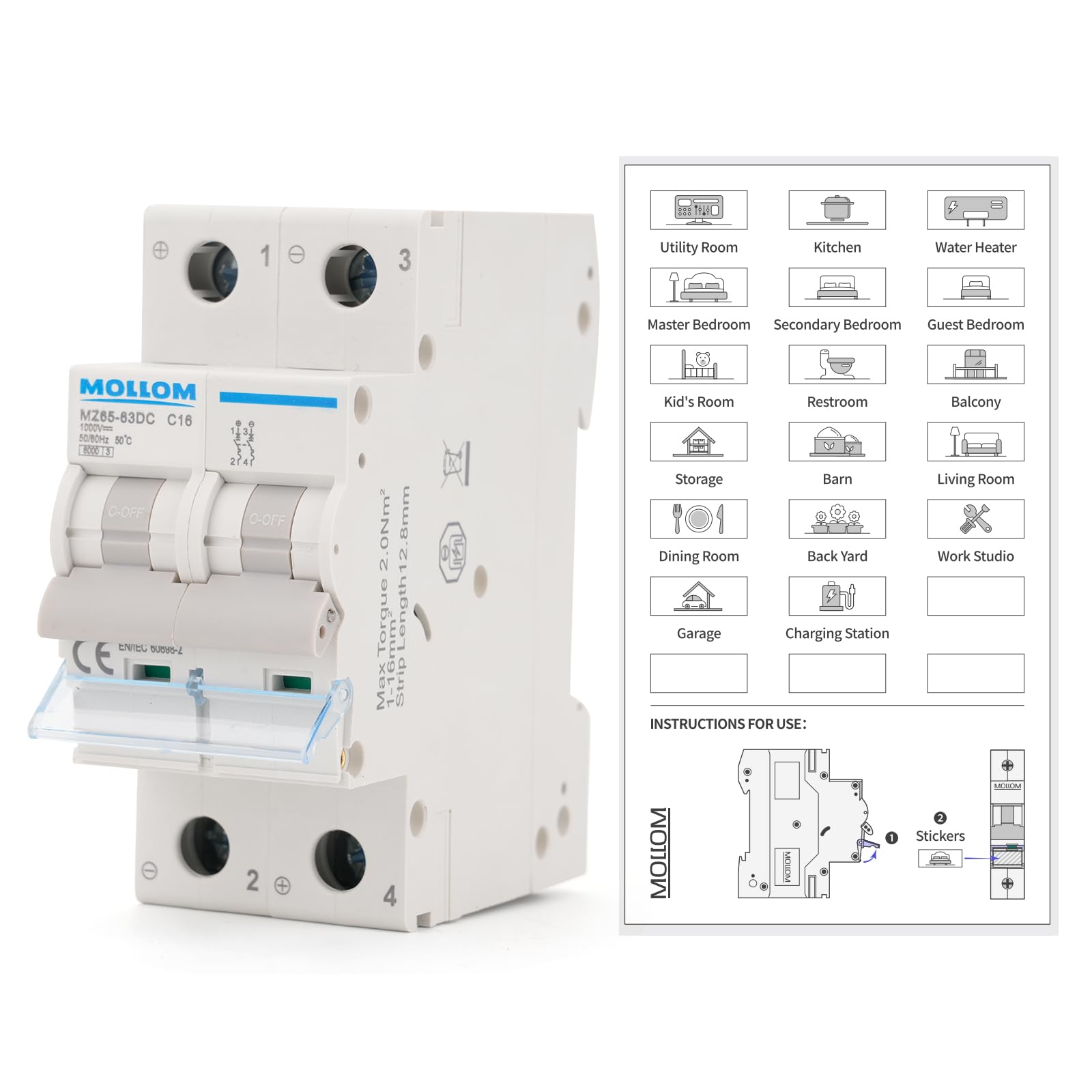 Mua DC 2 Pole Miniature Circuit Breaker, 1000V 16Amps, Scene ...