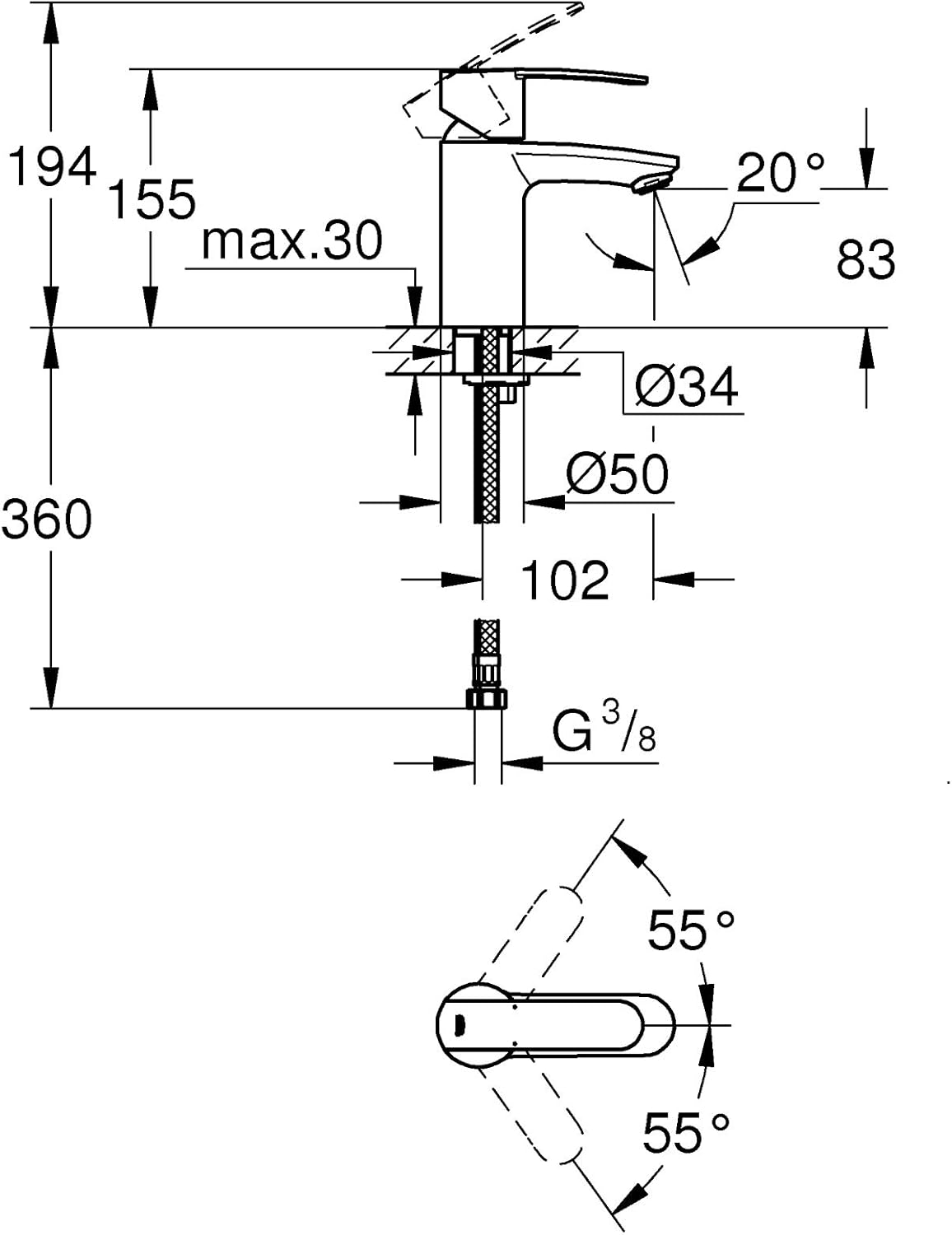 GROHE 23225000 Wave Cosmopolitan Single-Lever Basin Mixer Tap – BigaMart