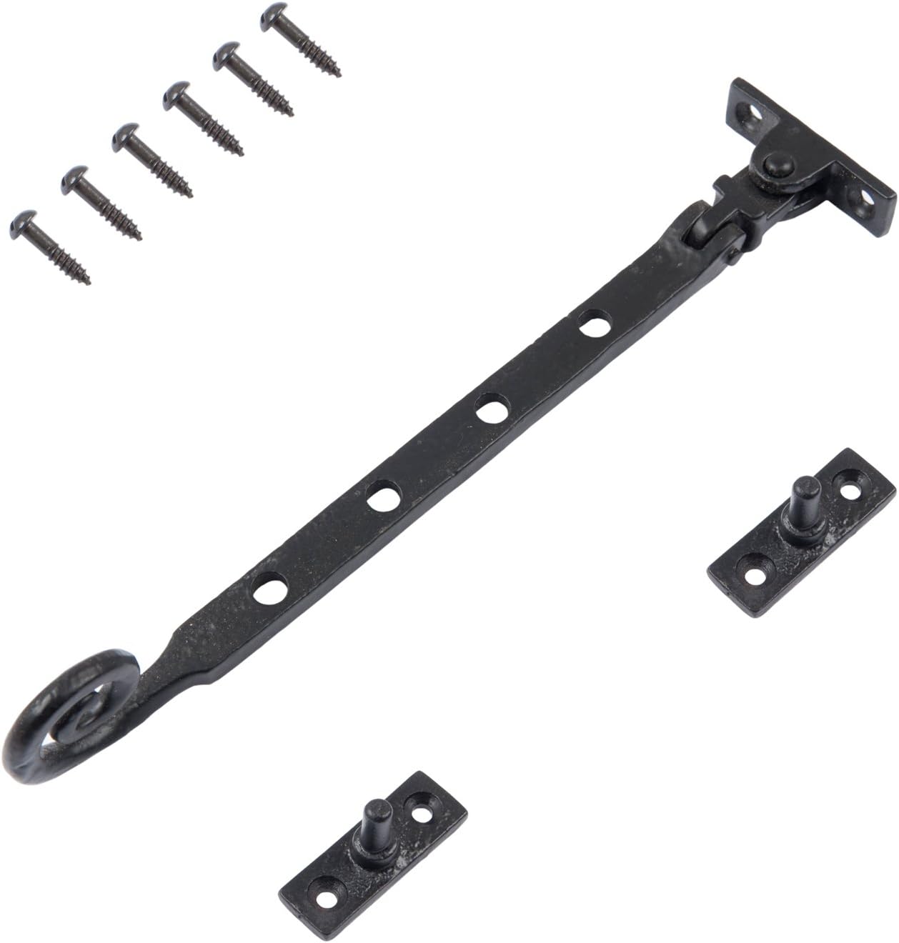 Black Cast Iron Window Stays Monkey Tail Curly End Casement Fasteners ...