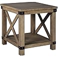 Amazon.com: Signature Design by Ashley Aldwin Farmhouse Square End Table with Crossbuk Details ...