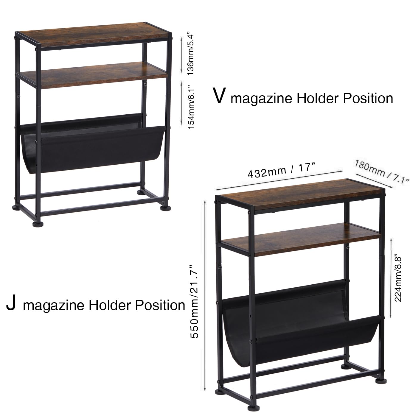 Mua Narrow End Table for Small Spaces - Slim Side Table with Magazine ...