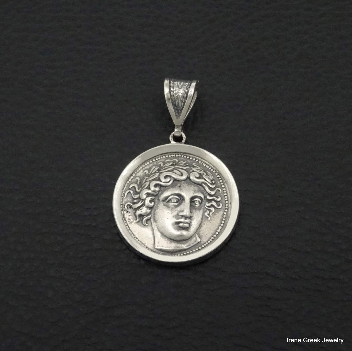 Apollo God Coin Pendant 925 Sterling Silver Greek Handamde Art Big ...