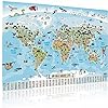 XXL Panorama World Map Poster for Kids - 55 x 40 inches laminated ...