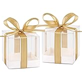 Amazon.com: Hooqict 50pcs Favor Boxes 2x2x2 Inches Clear Party Favor ...