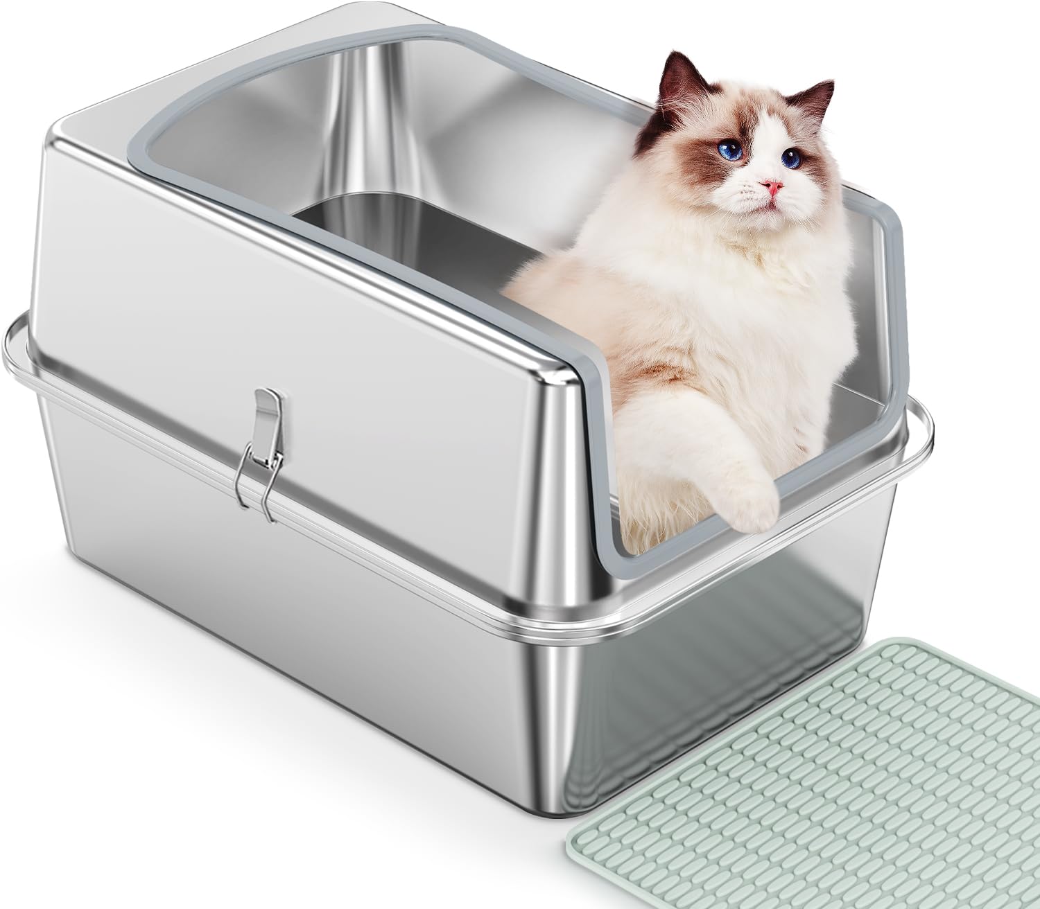Stainless Steel Cat Litter Box - Large Spacious Cat Litter Box High ...
