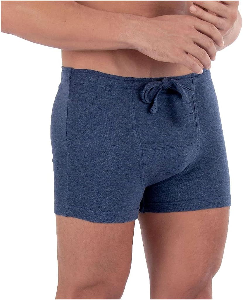 Cottonique Men's Hypoallergenic Ribbed Drawstring Boxer Brief with Fly ...