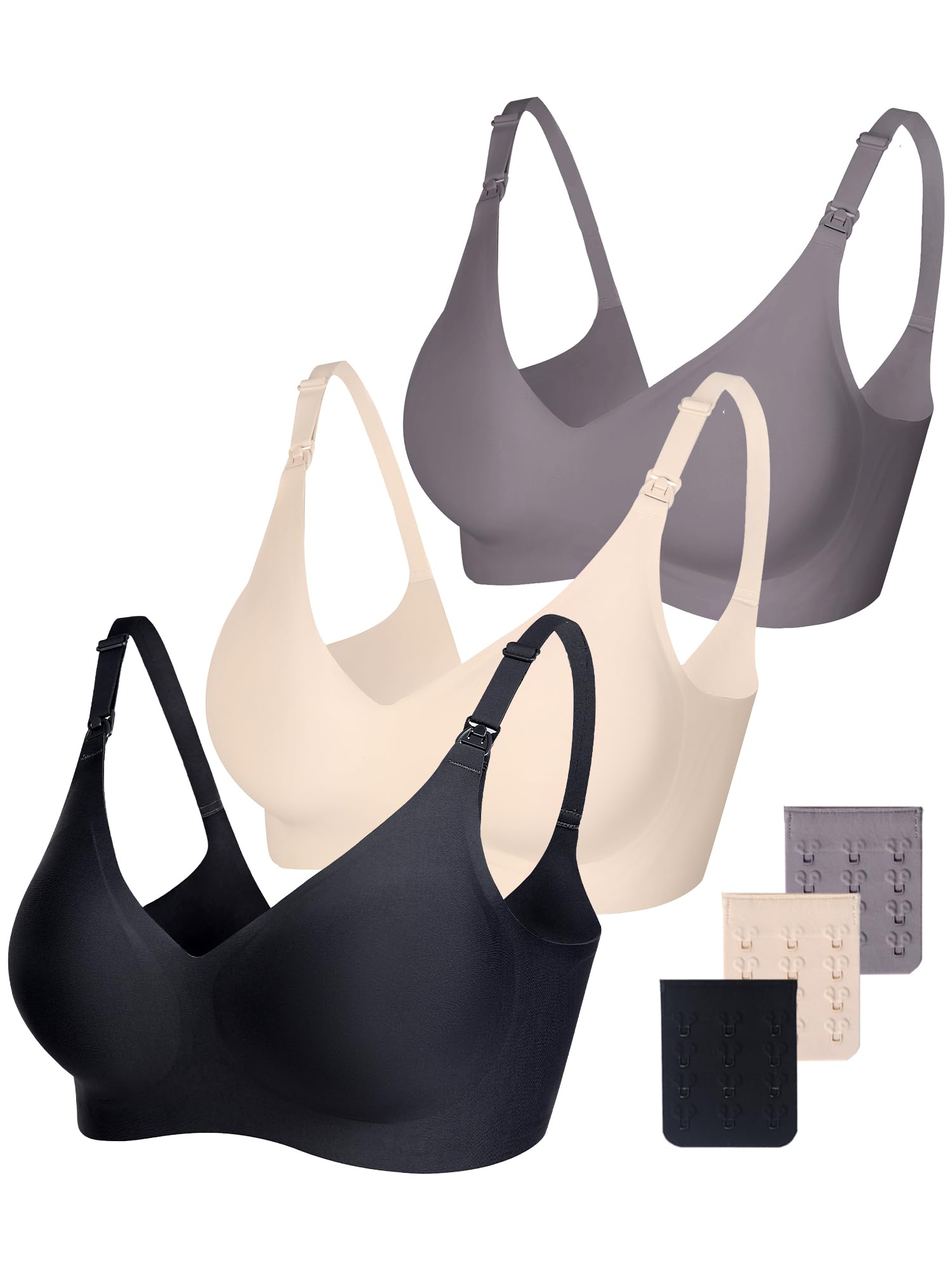 Vinfact 3 Pack Smooth Nursing Bras for Breastfeeding Seamless Maternity ...