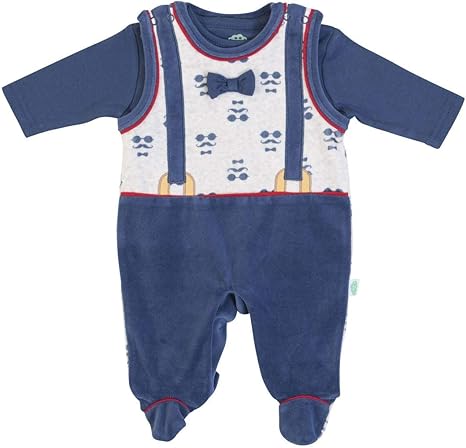 Tutina Neonato 0-3 Mesi Maschio ciniglia Salopette e Maglia Blu: Amazon ...
