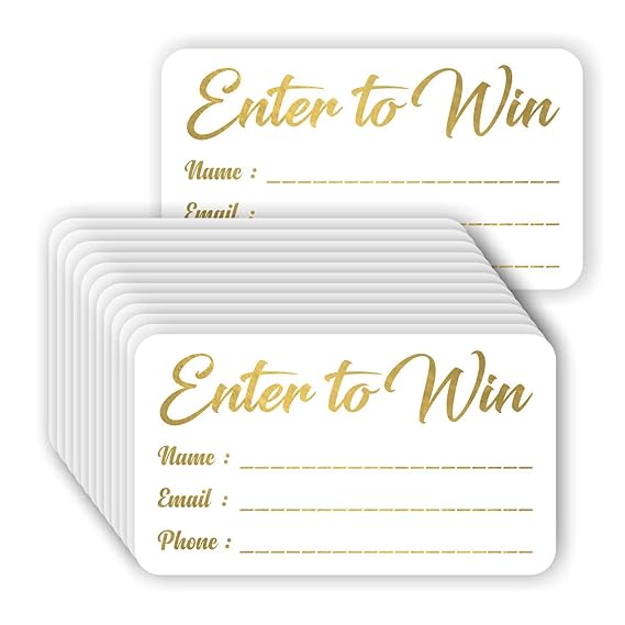 Enter to Win Cards (Pack of 100) Gold Foil Stamping 3.5" x 2" Contest ...