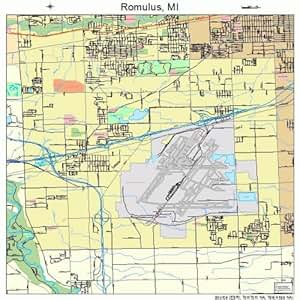 Amazon.com: Large Street & Road Map of Romulus, Michigan MI - Printed ...