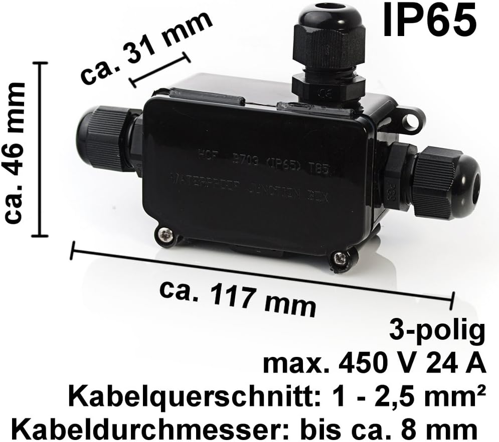 edi-tronic Verteilerdose 3 polig IP65 Wasserdicht: Amazon.de: Elektronik