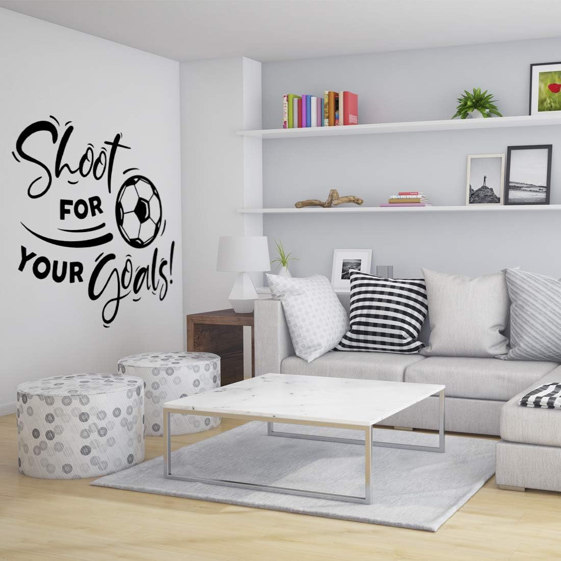 Shoot for Your Goals Football Wall Sticker Boys Mural Wallpaper Living ...