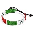 Amazon.com: Mexico Flag Bracelet: Handmade Bracelet,Adjustable Beaded ...