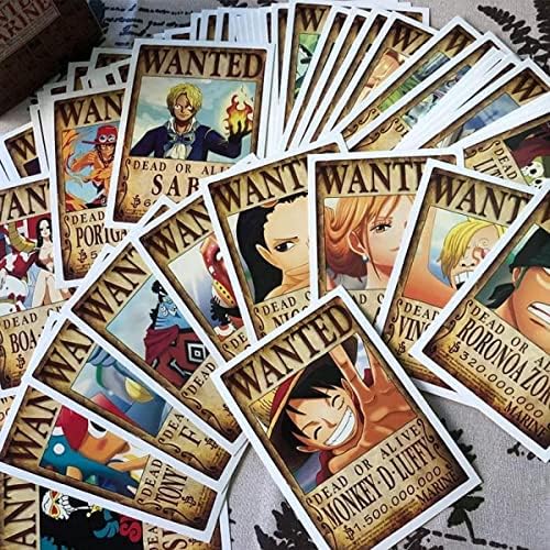 Goodern 100 Pcs Anime One Piece Pirates Wanted Postcards Boxed, New ...