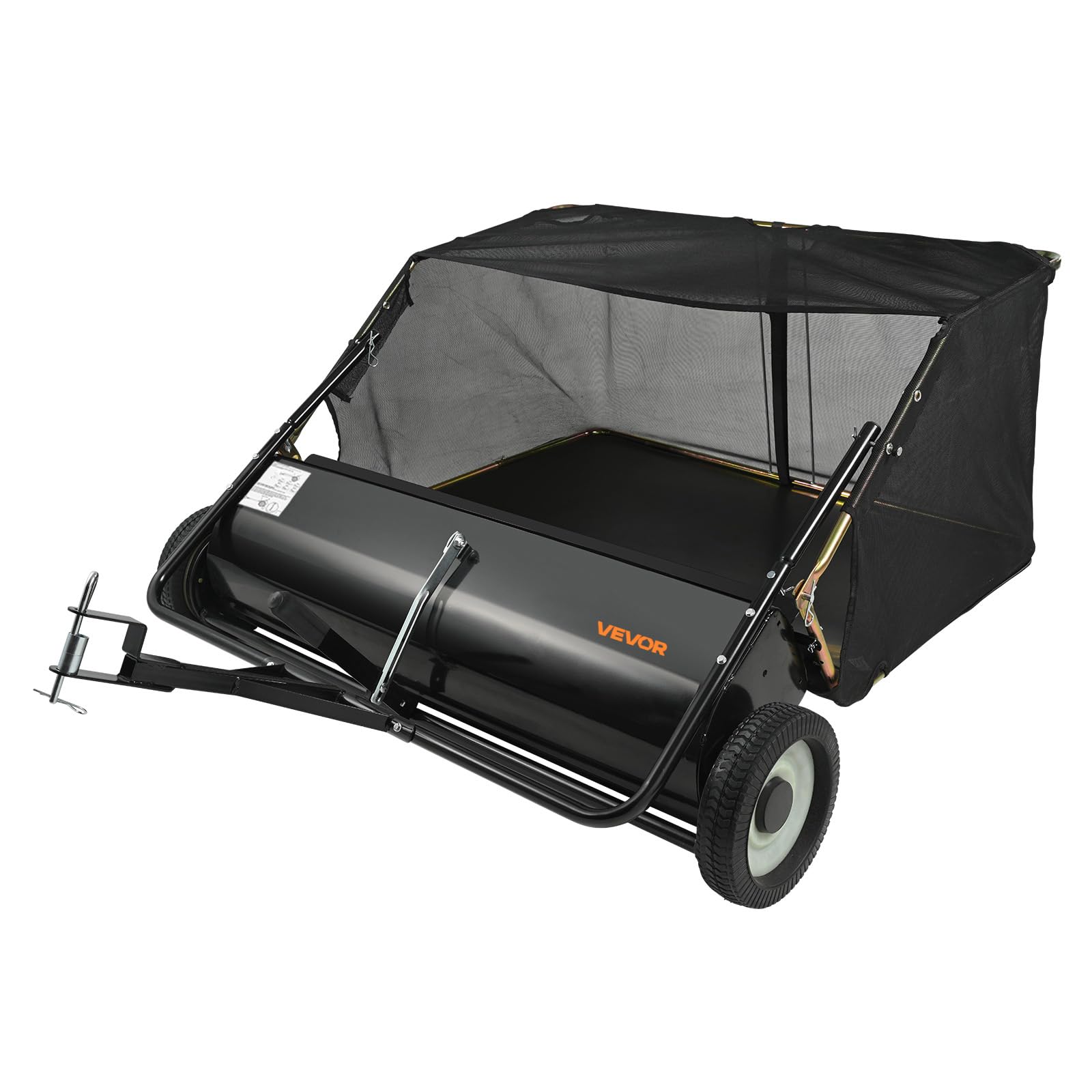 VEVOR Tow Behind Lawn Sweeper, 44 in Pull Behind Lawn Sweeper, 25 cu ...