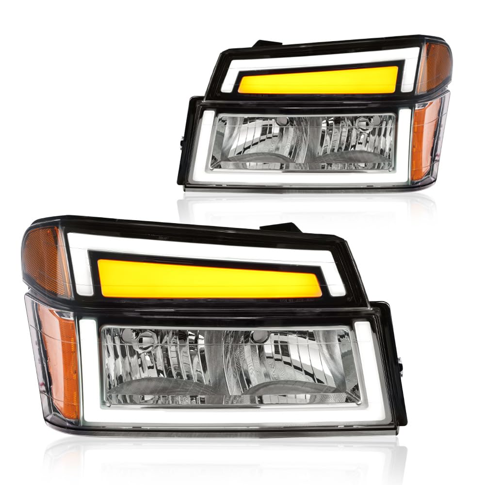 DimFlux LED DRL Headlight, Headlights Assembly Kit Compatible with 2004 ...