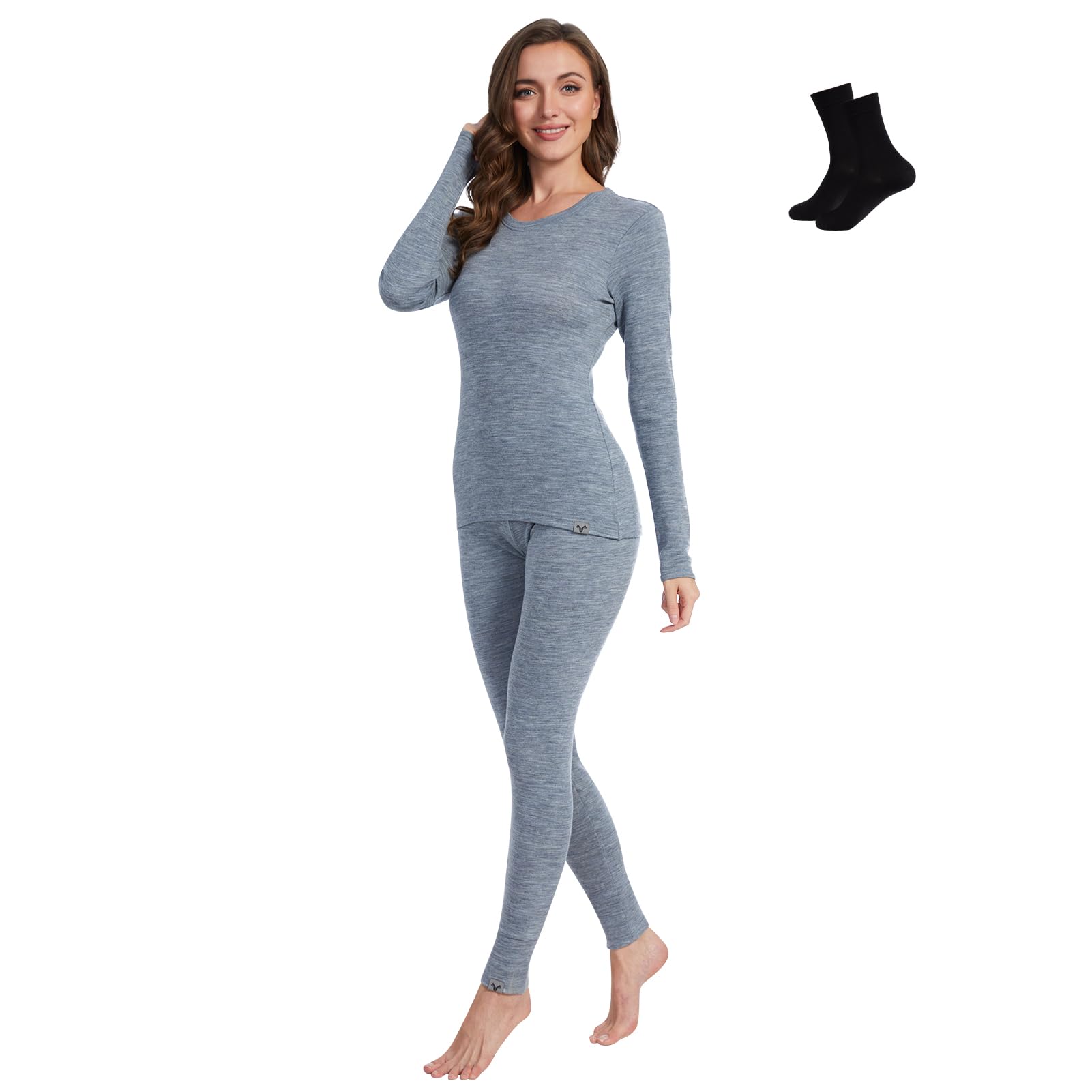 MERINNOVATION Merino Wool Base Layer Set for Women 100% Merino Wool ...