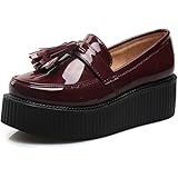 DADAWEN Women's Lace-Up Chunky Cleated Platform Wingtips Oxford Shoes ...