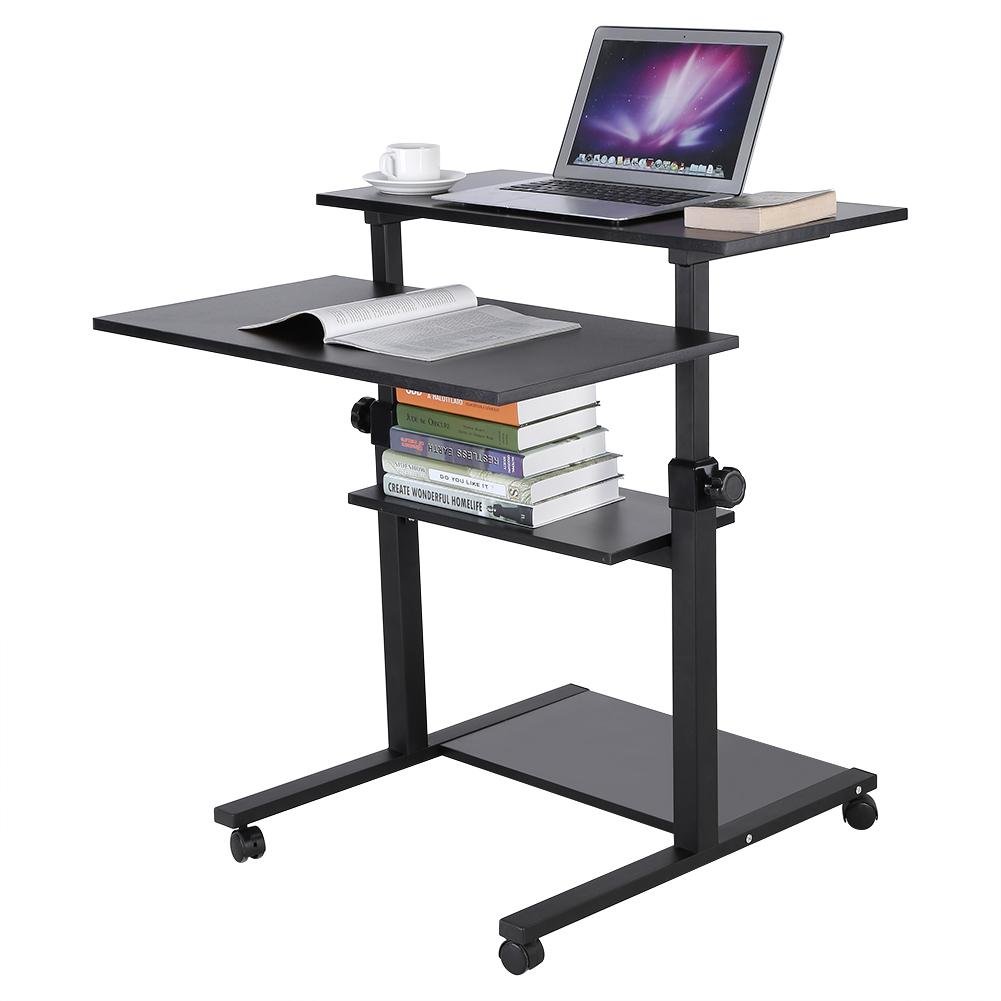 Zerone Adjustable Height Laptop Cart with Storage, Adjustable Height ...