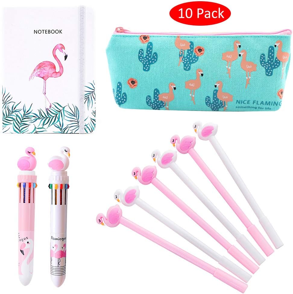 10 Pcs Flamingo Stationery Set, Amycute Flamingo Pencil Case, Flamingo ...