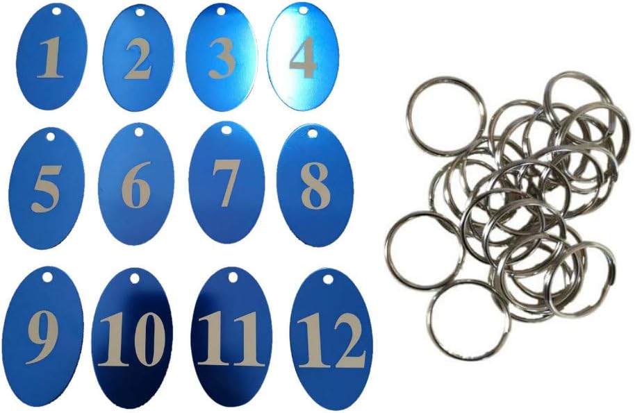 Sourcemall Aluminum Alloy Numbered Tags with Key Ring (Blue, 1-50 ...