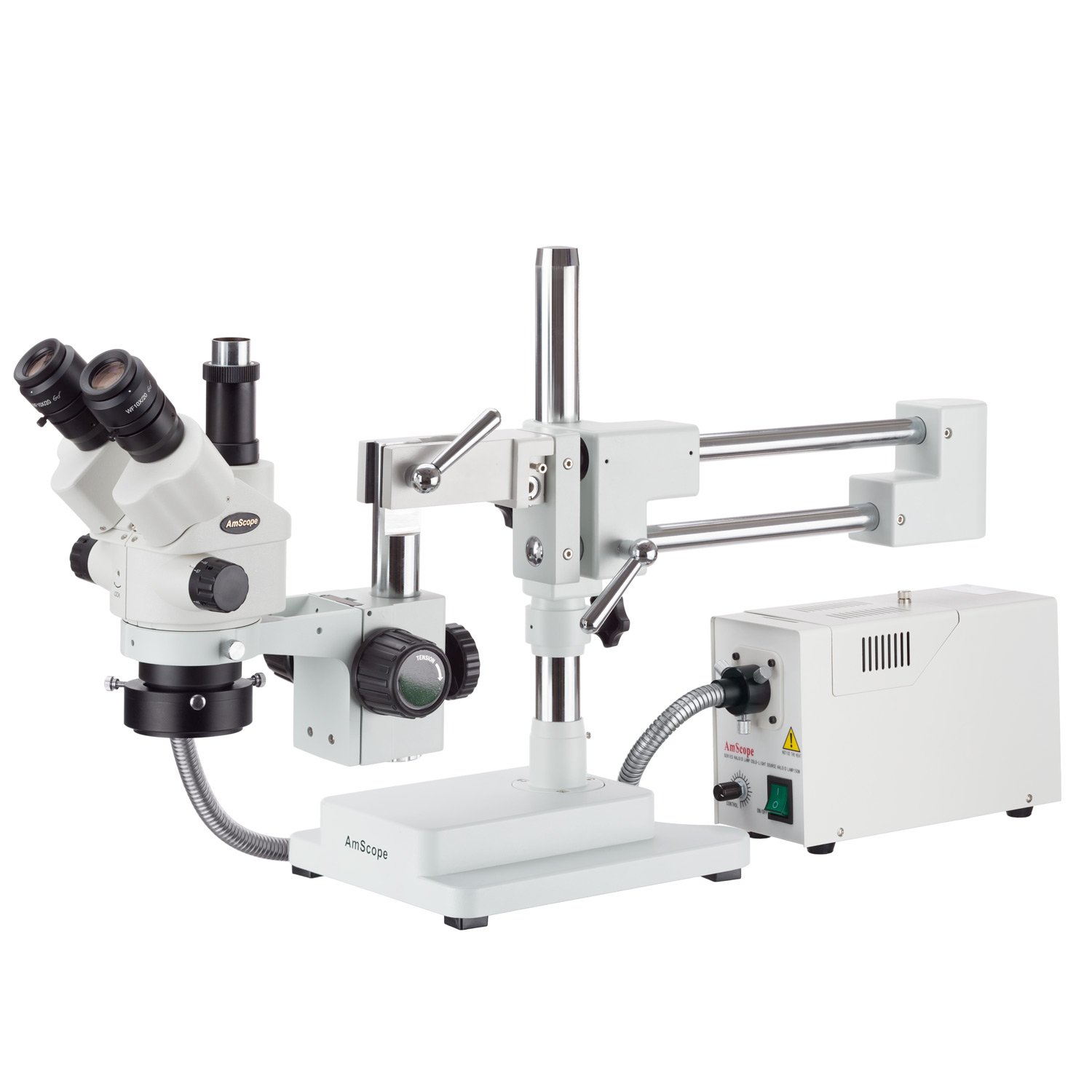 AmScope 7X-45X Simul-Focal Stereo Zoom Microscope with a Fiber Optic ...