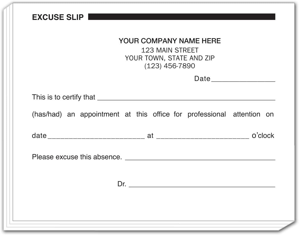 Individual Sick Slip Template Martin Printable Calendars