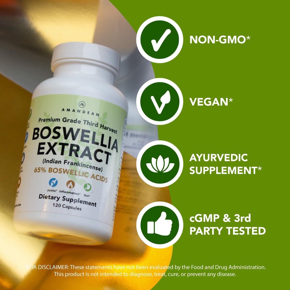 Mua AMANDEAN Boswellia Serrata Extract. 500mg 120 Veggie Capsules. 65% ...