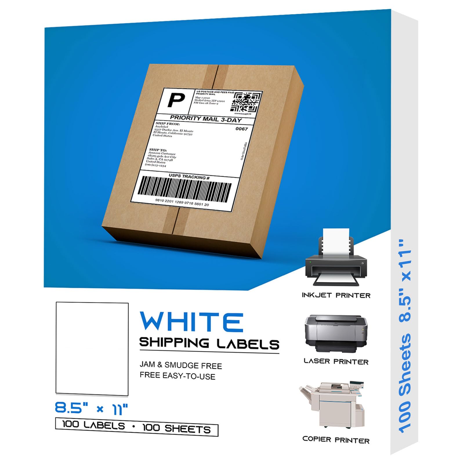 Anylabel 8.5" x 11" Full Sheet Label Sticker for Laser & Inkjet Printer ...