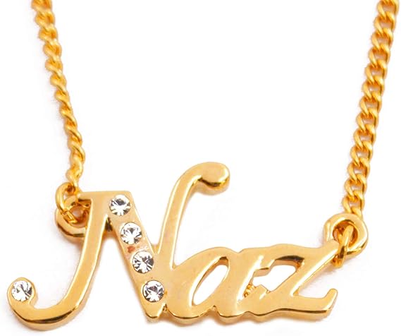 Amazon.com: Name Necklace Naz - 18K Gold Plated - Personalized Name ...