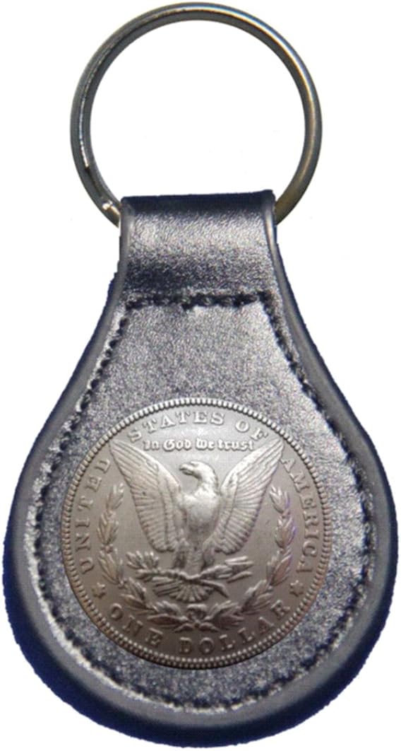 Amazon.com: Morgan Silver Dollar Tails leather key fob or keychain BK