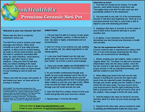 Купить Best Neti Pot 100% Pure Ceramic, BPA and Lead FREE, Properly ...