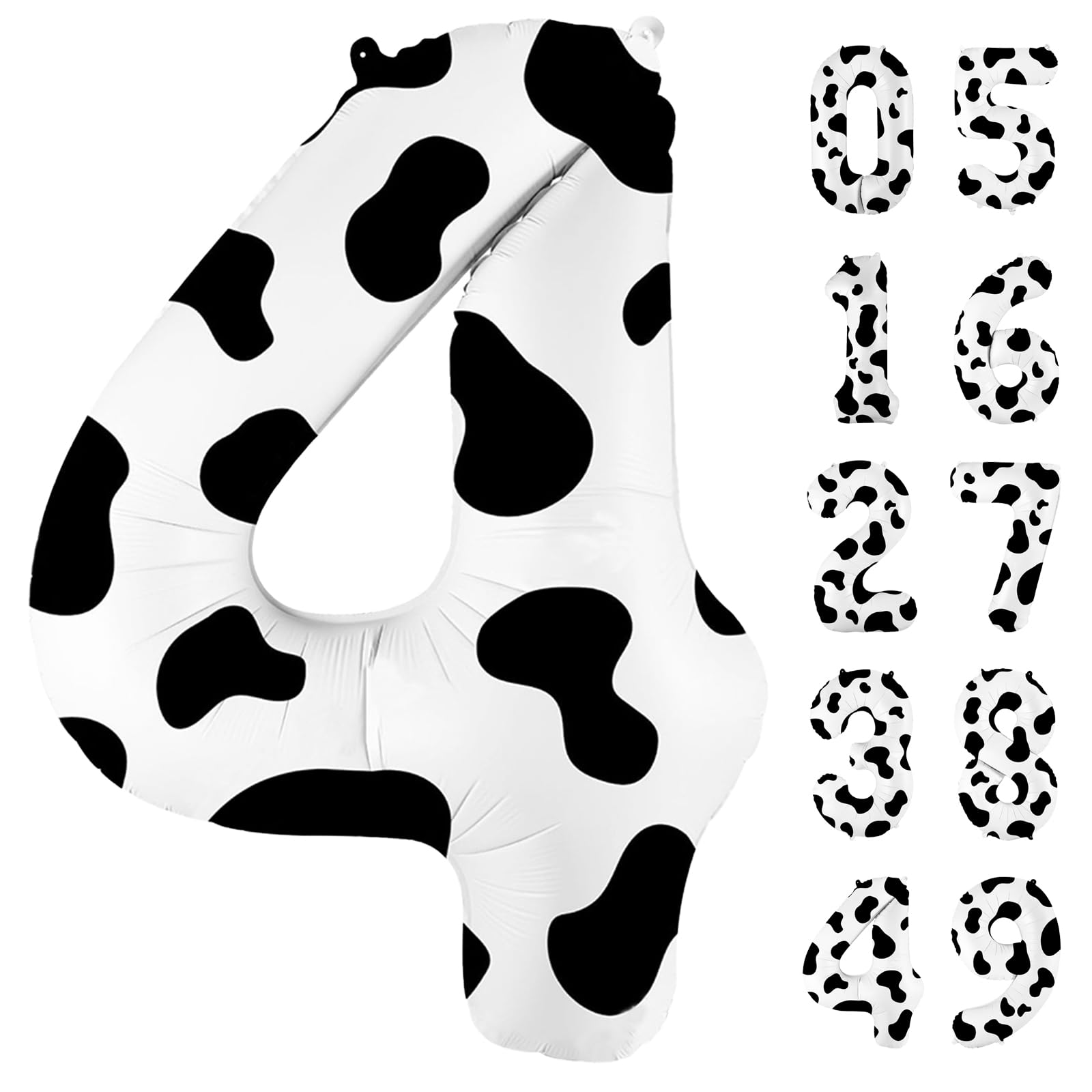 40 Inch Cow Print Balloon, Number 4 balloons Cow Balloons for 4st ...