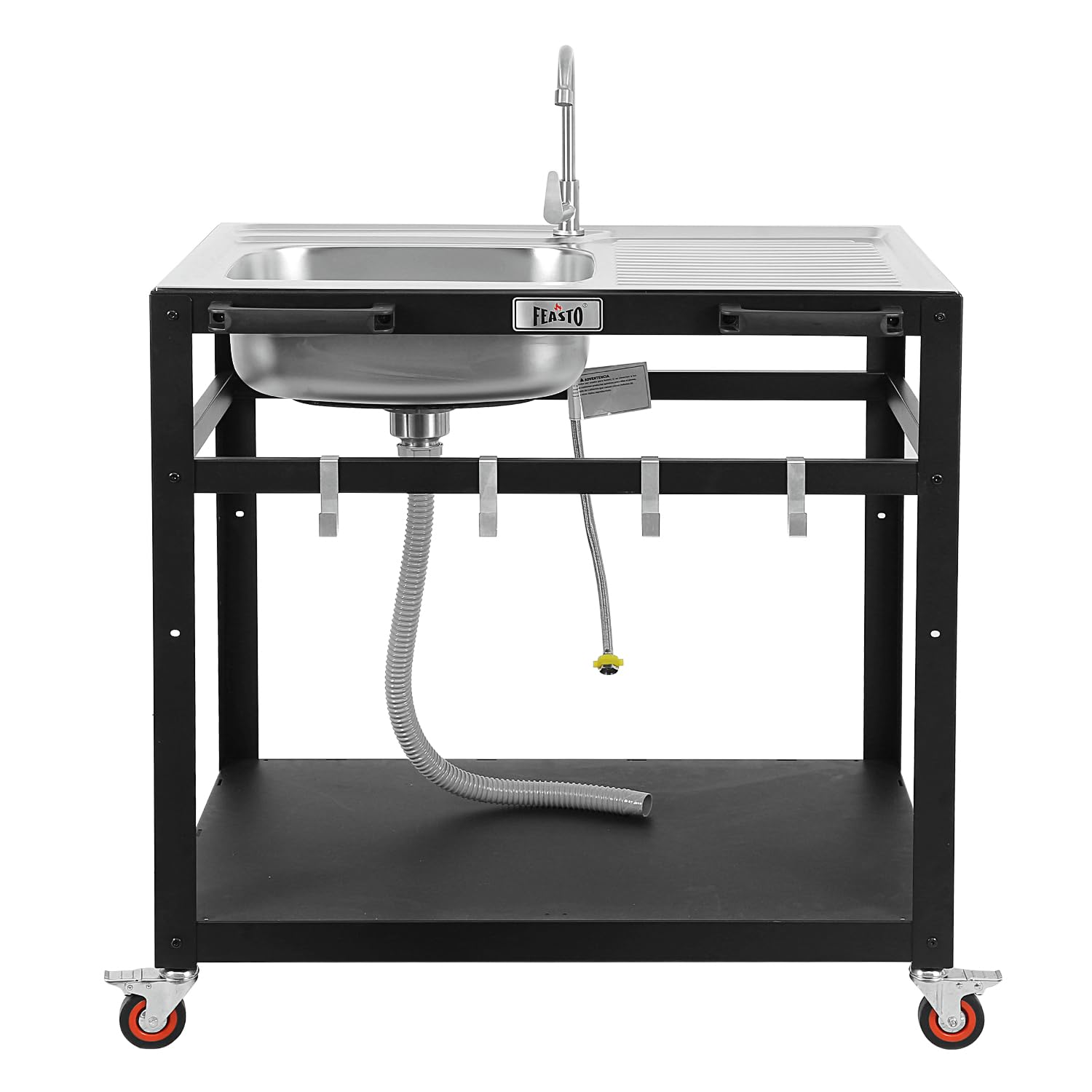 35” Outdoor Grill Cart with Sink, Outdoor Kitchen Sink Station with ...