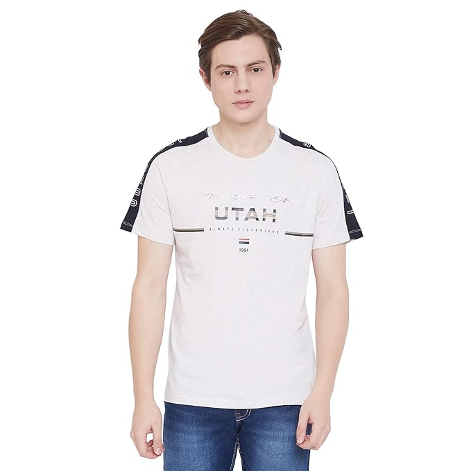 Octave Men Solid Typographic Half Sleeve Round Neck Tshirt: Amazon.in ...