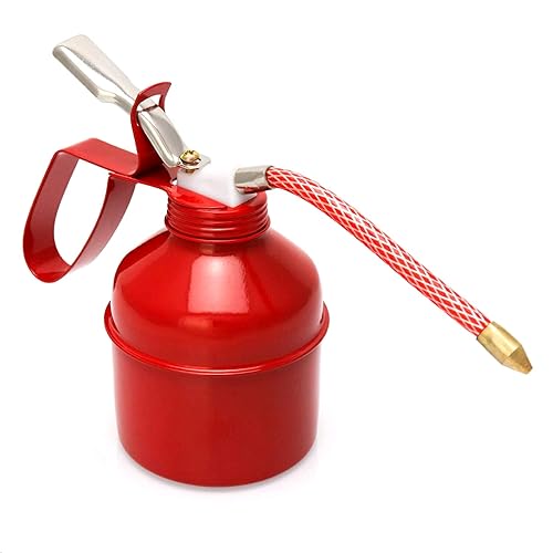 QWORK Steel Pistol Type Oiler - 12 OZ (400ML) Capacity Manual Pump Oil ...