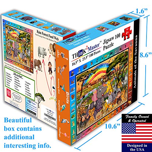 Think2Master Animals of The Savanna Jungle Safari 100 Pieces Jigsaw ...