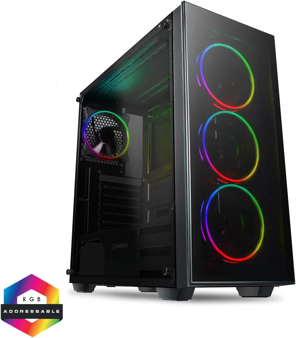 Amazon.com: GameMax Crusader Mid-Tower ARGB PC Gaming case, ATX, 4 x ...