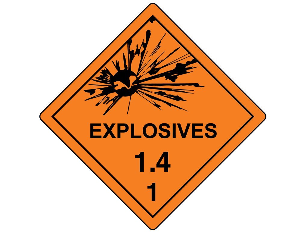 DOT Explosives 1.4 Placard Sign, 10.75 inch Magnetic for Transportation ...