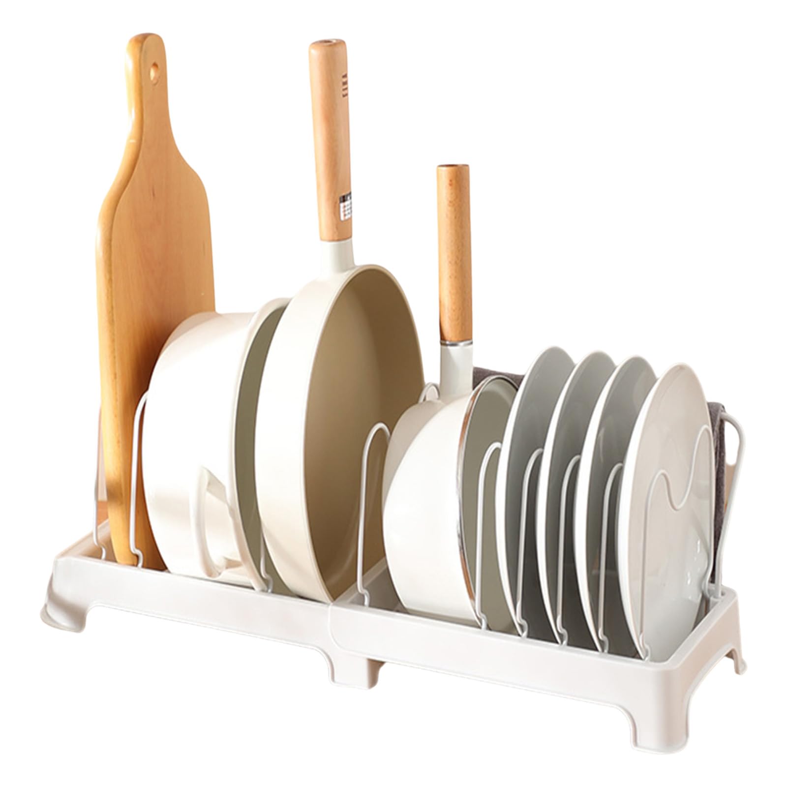 Bazasa Expandable Pot Lid Holder with 9 Adjustable Dividers for Kitchen ...