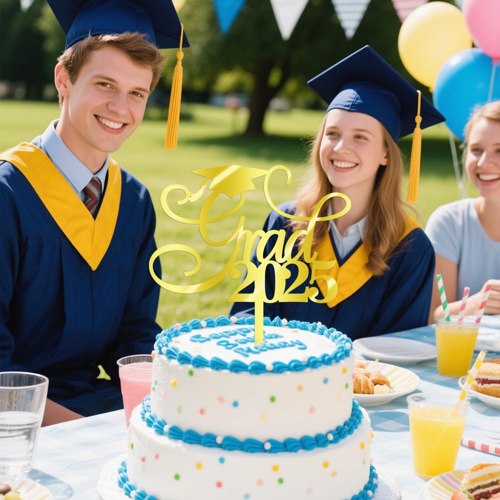 YUINYO Congrats Grad Cake Topper Grad 2025 Graduation Decorations ...