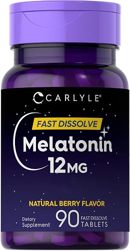 Carlyle Melatonin 12 mg Fast Dissolve 90 Tablets | Natural Berry Flavor ...